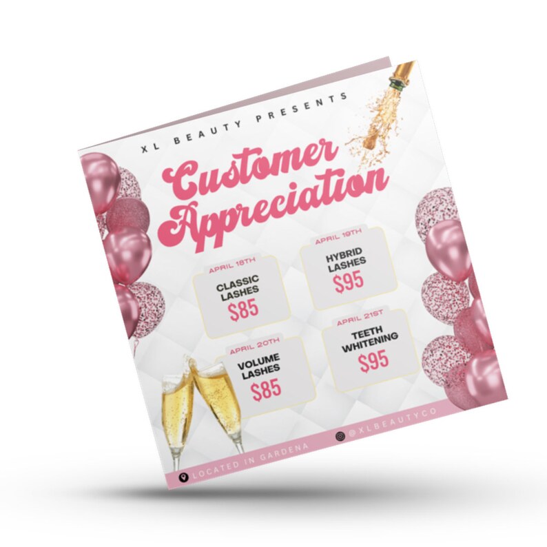 Canva Customer Appreciation Flyer Template/ Pink & White Client ...