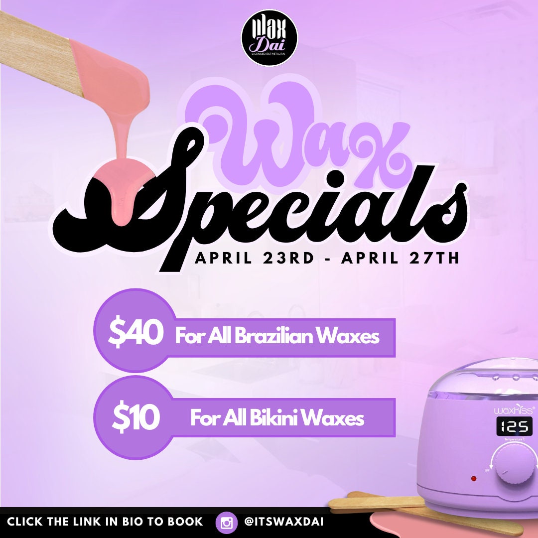 Canva Waxing Specials Flyer Template Brazilian Wax Wednesday Sale ...