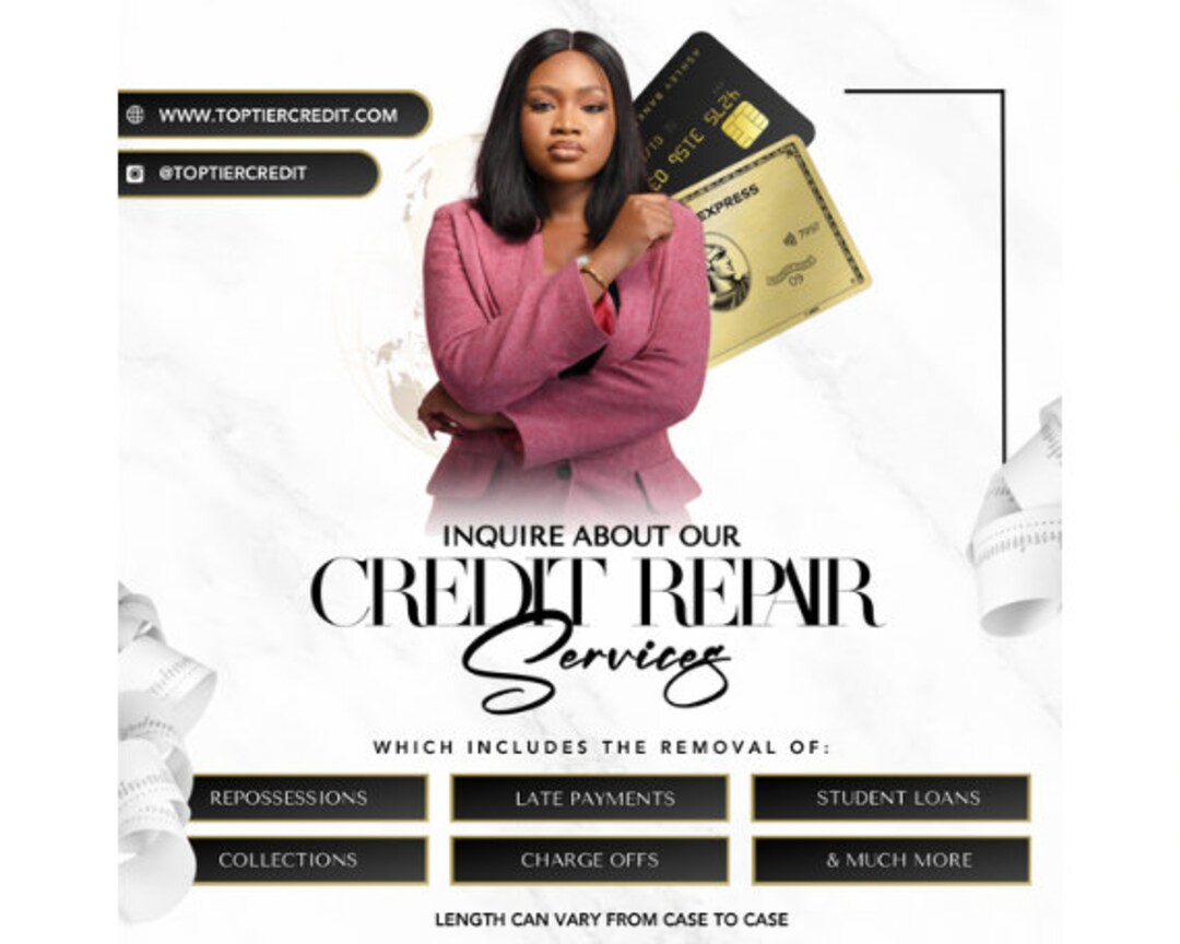 Canva Credit Repair Flyer Template/ White & Black Credit Services Flyer ...