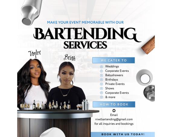 Canva Bartending Services Flyer Template DIY Editable Bartender ...