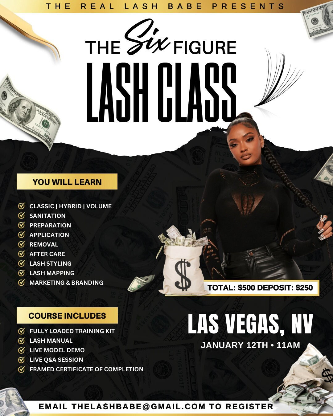Canva 1on1 Lash Class Flyer/ Six Figure Lash Academy Flyer Template ...