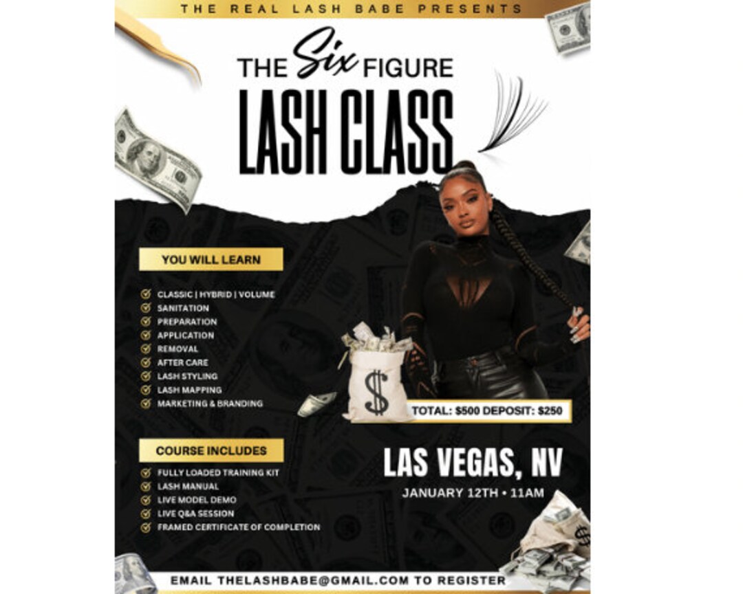 Canva 1on1 Lash Class Flyer/ Six Figure Lash Academy Flyer Template/ Lash Course IG Post ...