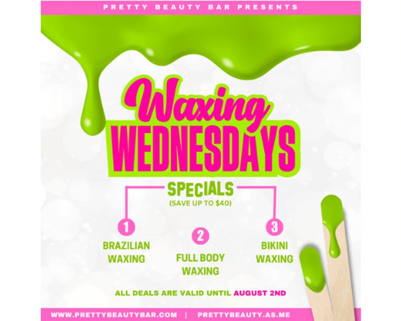 Canva Waxing Wednesdays Flyer Template/ Green & Pink Body Waxing Flyer ...