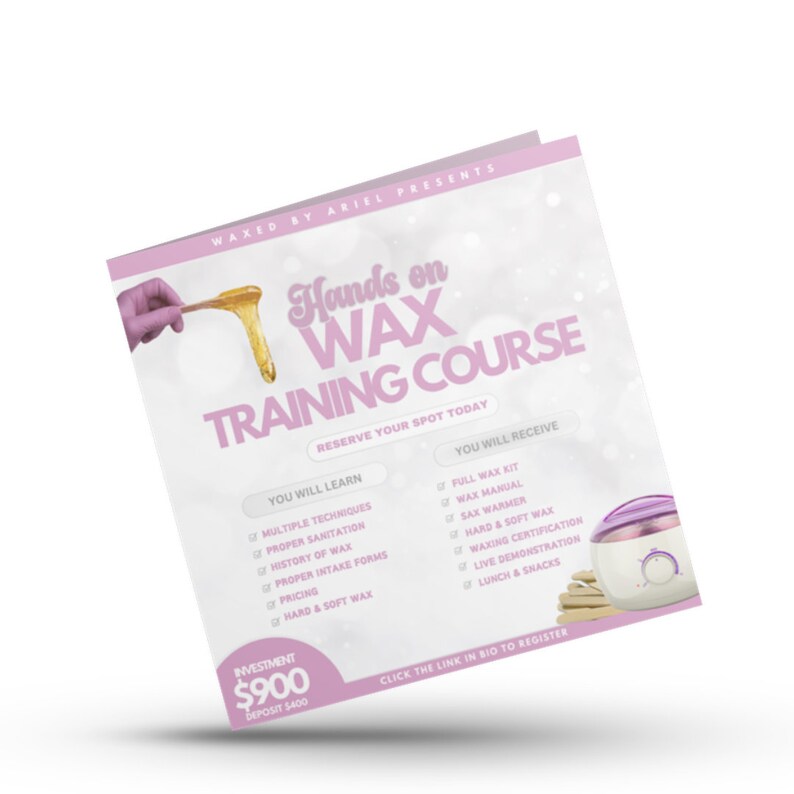 Canva Body Waxing Course Flyer Template/ Editable DIY Wax Class Flyer ...