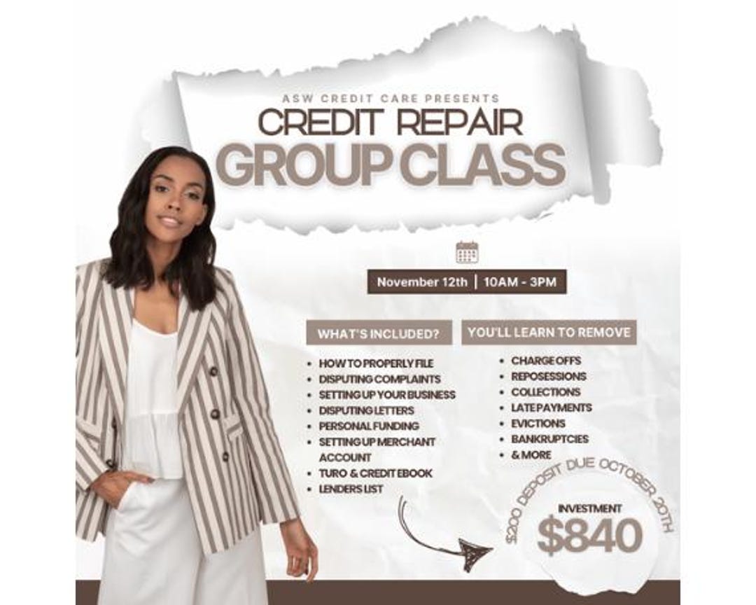 Canva Group Class E Flyer Template for Credit Repair Training Course ...