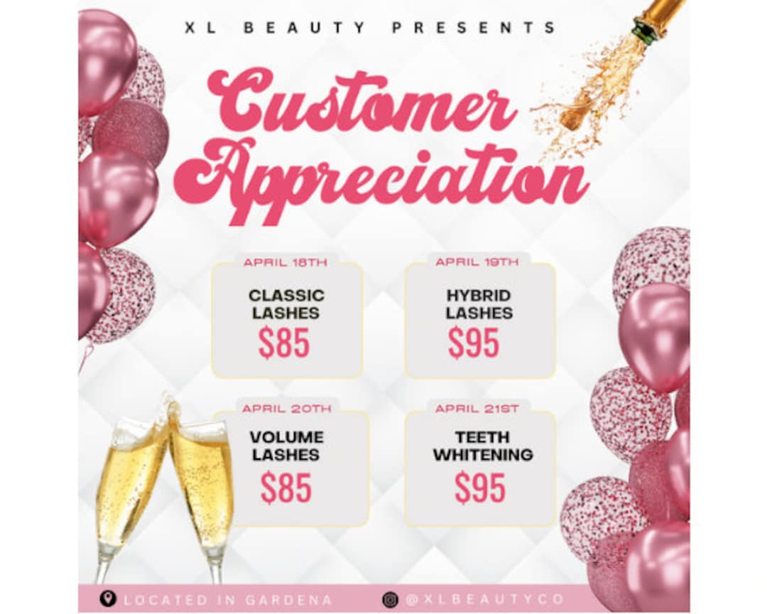 Canva Customer Appreciation Flyer Template/ Pink & White Client ...