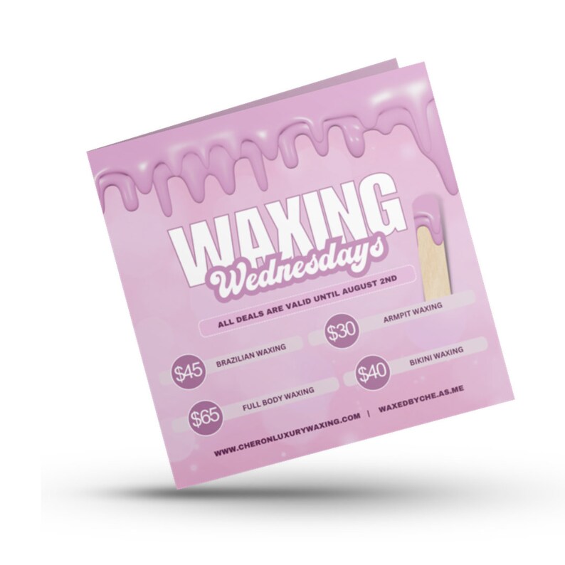 Canva Waxing Wednesdays Flyer Template/ Pink Body Waxing Specials Flyer ...