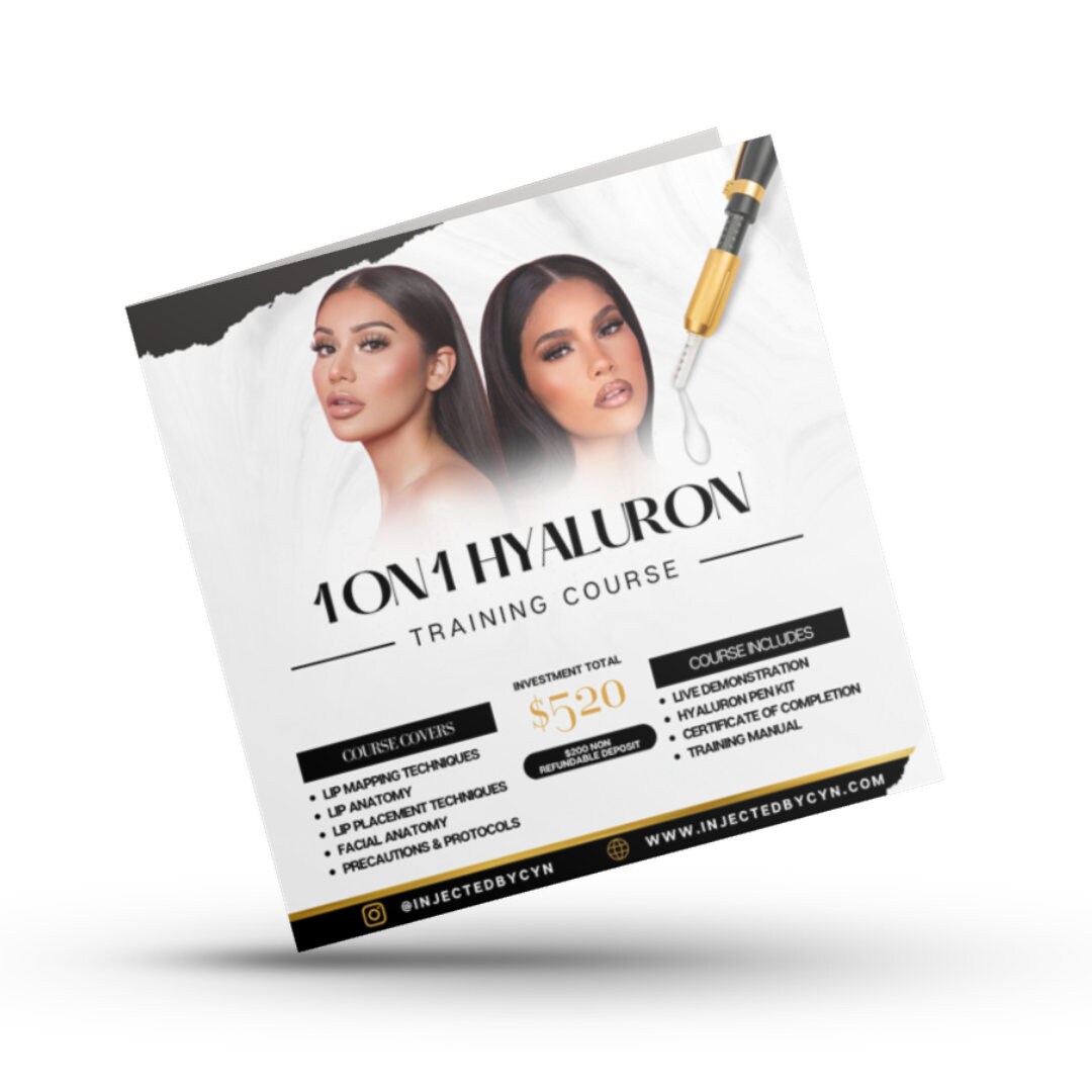 Canva 1on1 Hyaluron Pen Class Flyer/ Black and White Hyaluron Pen Training Course Flyer Template ...
