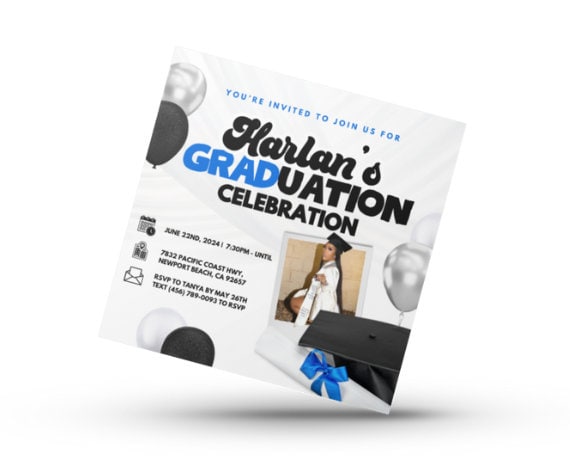 Canva Graduation Party Invitation for Graduate Celebration Event Invite ...