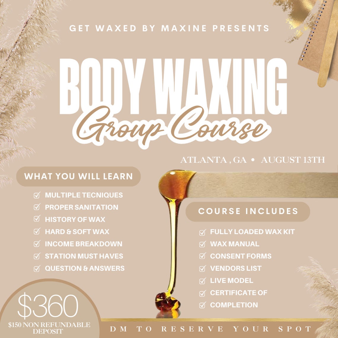 Canva Wax Class Flyer DIY Body Waxing Flyer Template Brazilian Wax ...