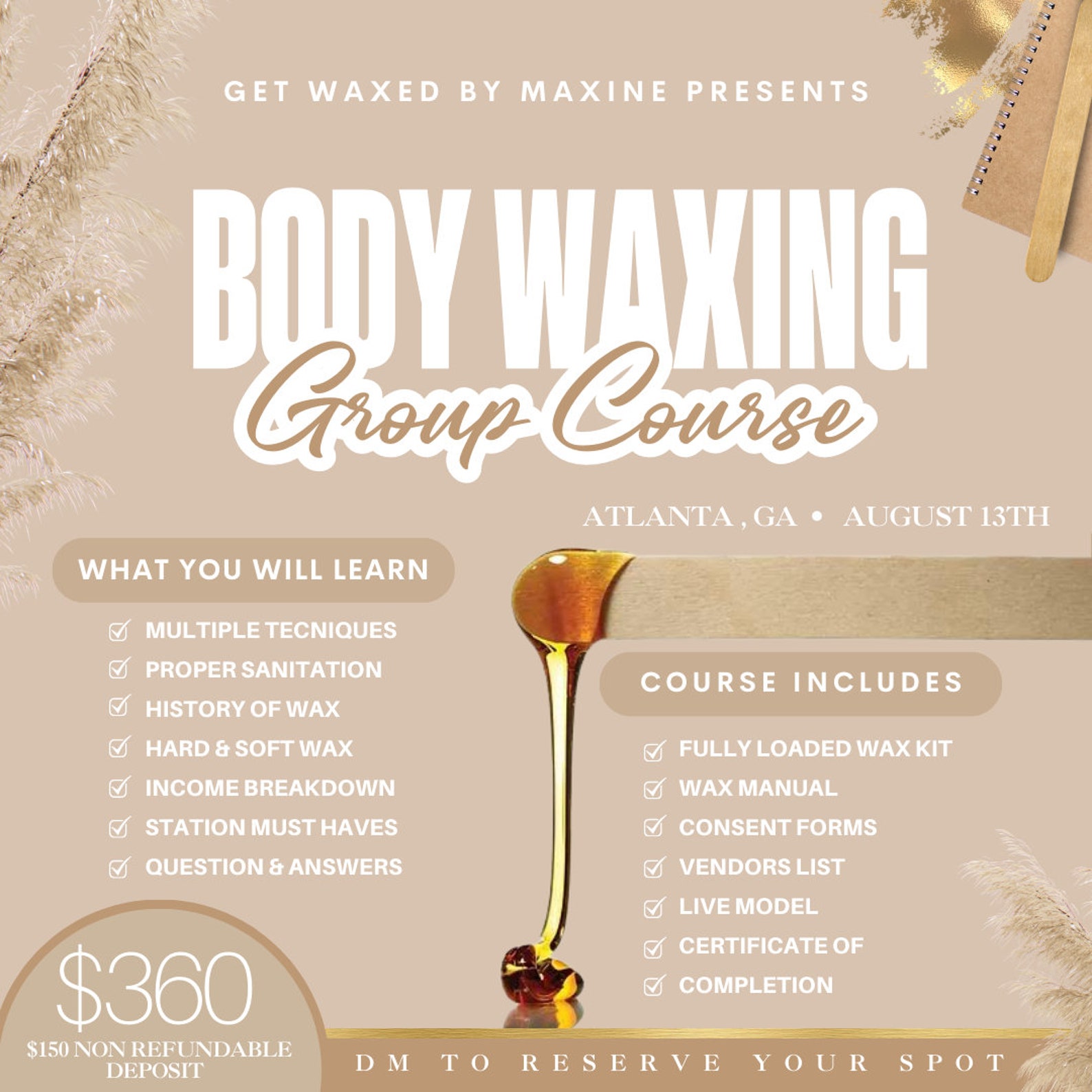 Canva Wax Class Flyer DIY Body Waxing Flyer Template Brazilian Wax ...