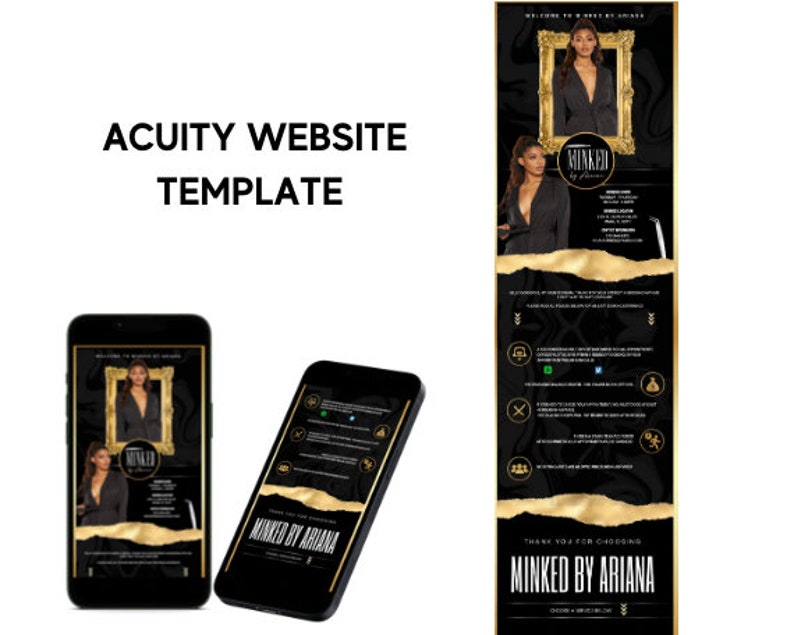 Canva Acuity Website Template/ Black & Gold Acuity Scheduling Template ...
