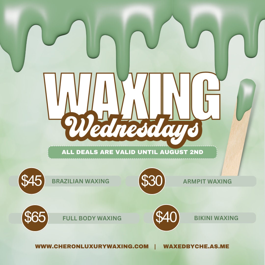 Canva Waxing Wednesdays Flyer Template/ Green Body Waxing Specials ...
