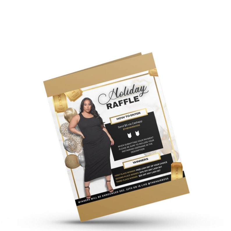 Canva Gold Raffle Flyer Template/ Hair Giveaway IG Flyer/ Editable DIY ...