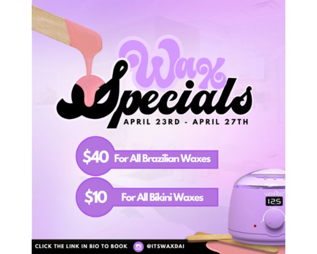 Canva Waxing Specials Flyer Template Brazilian Wax Wednesday Sale ...