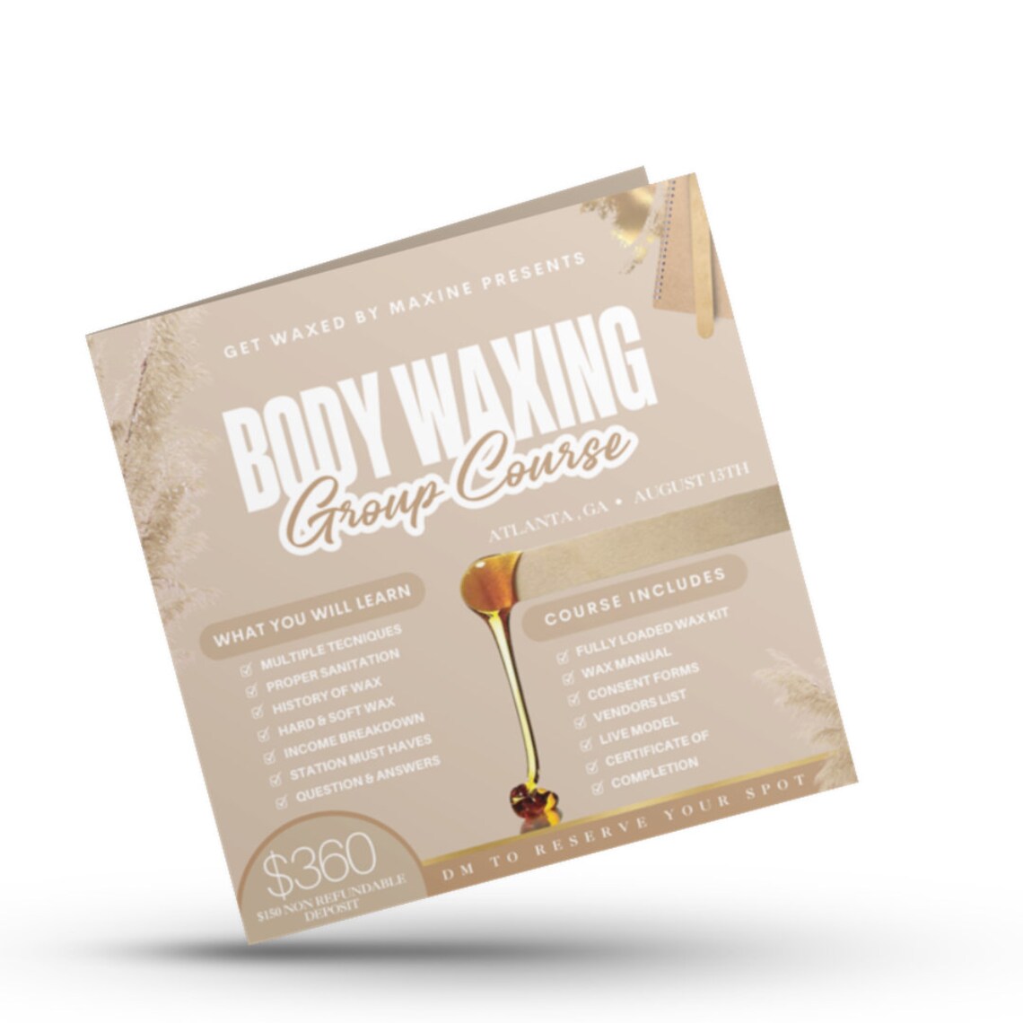 Canva Wax Class Flyer DIY Body Waxing Flyer Template Brazilian Wax ...