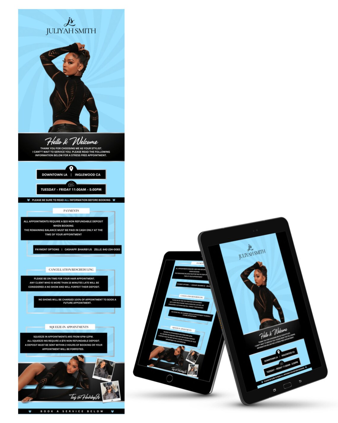 Canva Editable Acuity Website Template/ Blue & Black Hairstylist Acuity ...