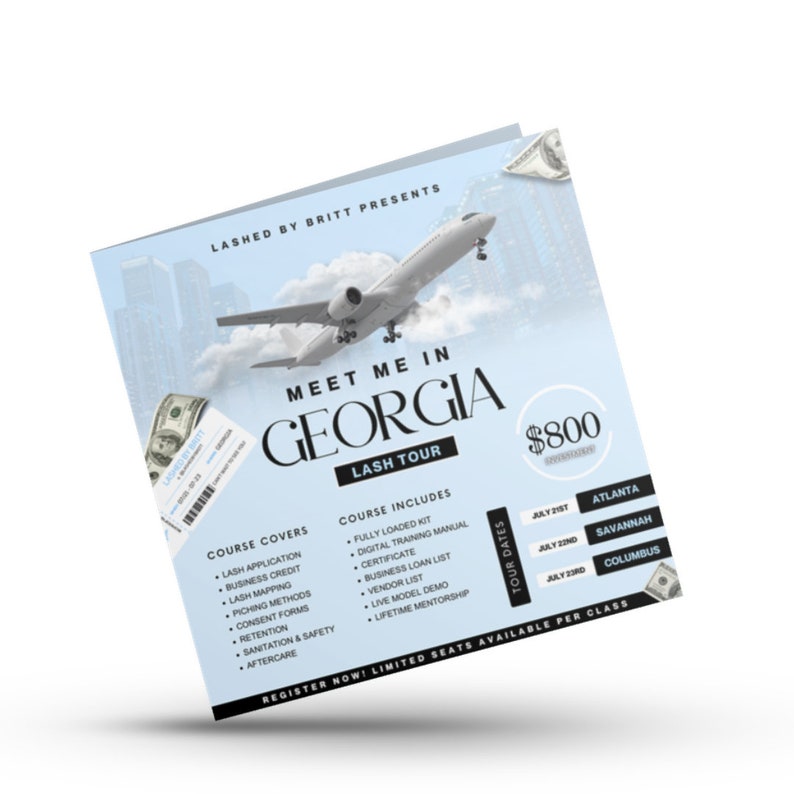 Canva Lash Tour Flyer Template/ Blue and White Lash Course Flyer ...