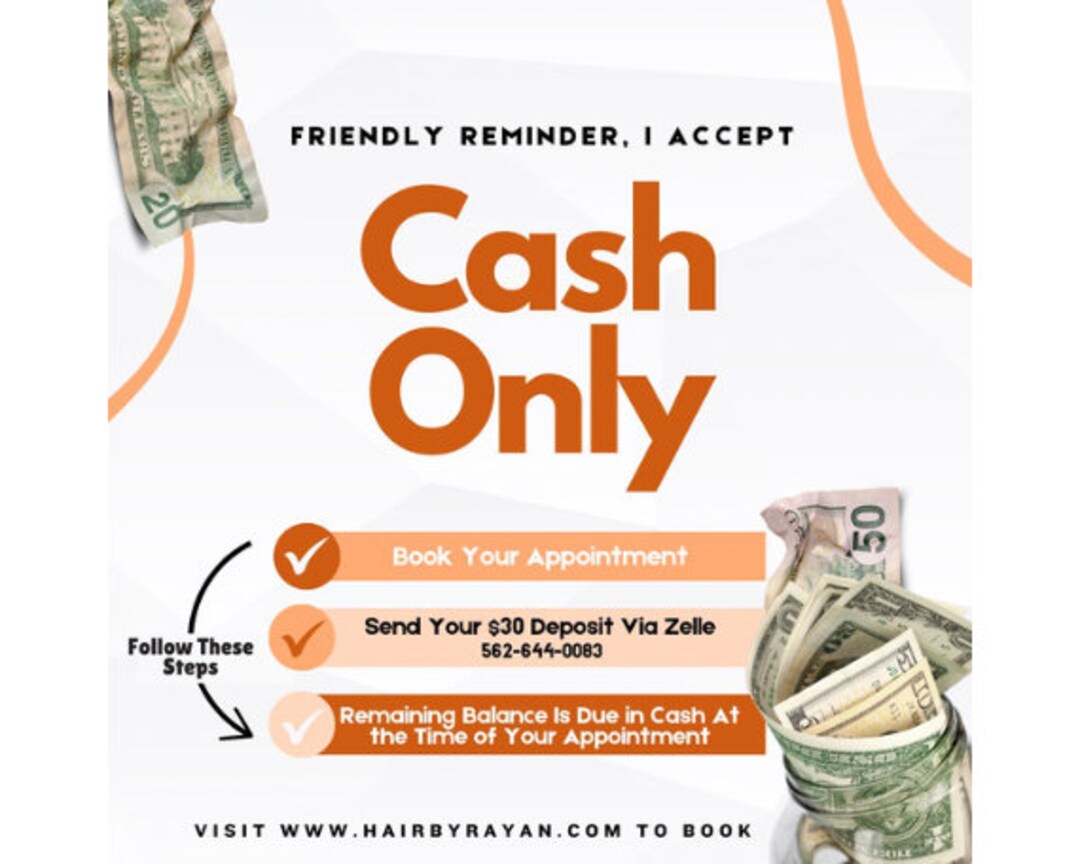 Canva Cash Only Flyer Digital Only Accept Cash E Flyer Template Socia ...