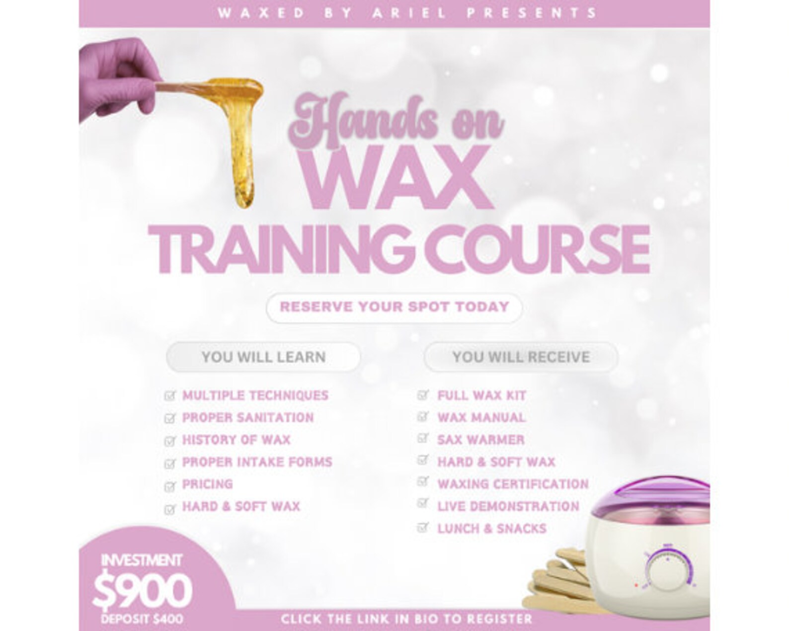 Canva Body Waxing Course Flyer Template/ Editable DIY Wax Class Flyer ...