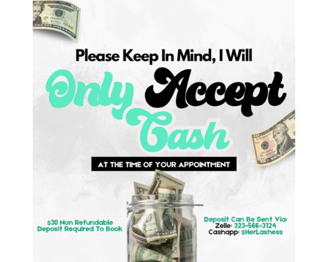 Canva Cash Only Flyer Digital Only Accept Cash E Flyer Template Socia ...