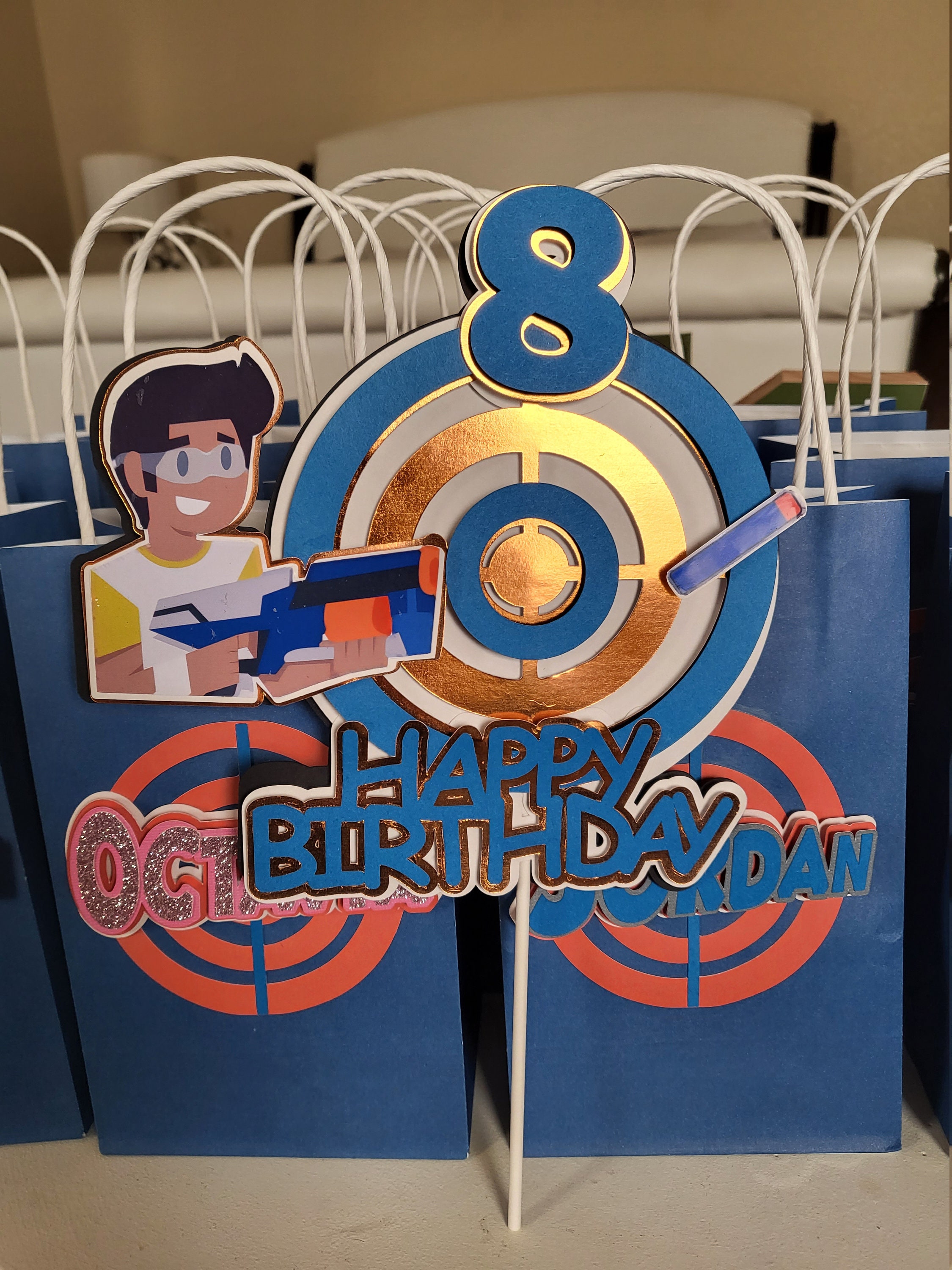 Target Cake Topper Nerf Theme Cake Topper With 10 Goodie Bags Bundle ...