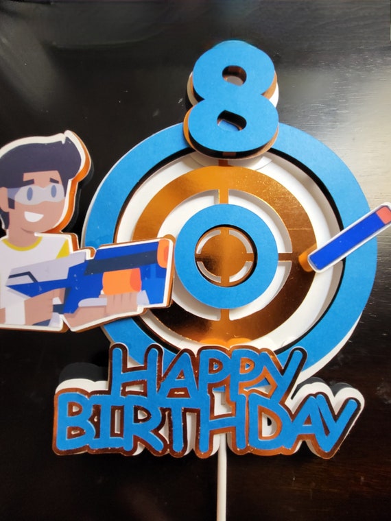 Target Cake Topper Nerf Theme Cake Topper With 10 Goodie Bags | Etsy