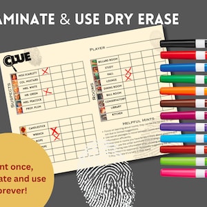 Clue Mystery Murder Refill Score Cards and Laminate Template - Etsy
