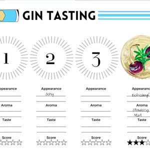 Gin Tasting Score Card - Download Printable - Great for Parties and Get ...