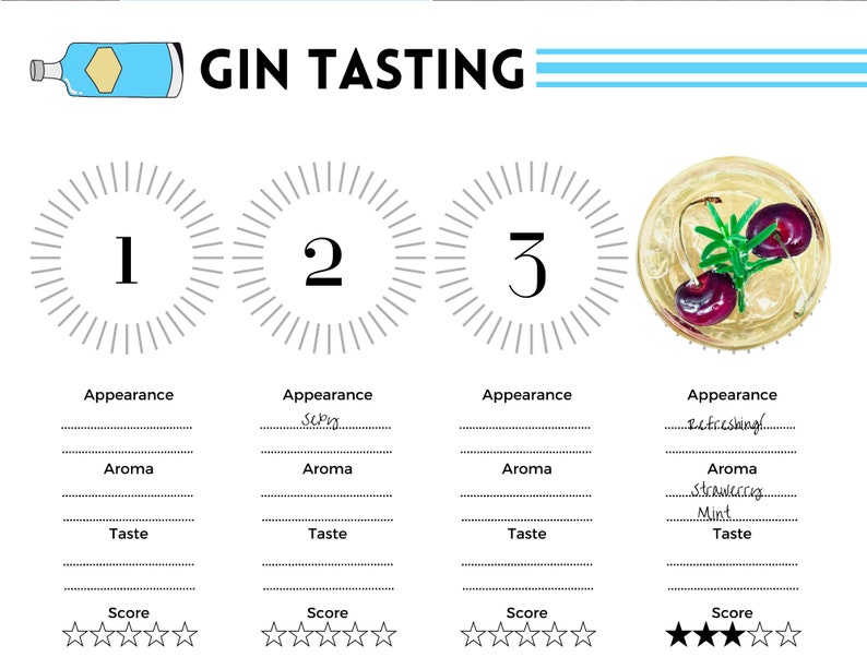 Gin Tasting Score Card - Download Printable - Great for Parties and Get ...