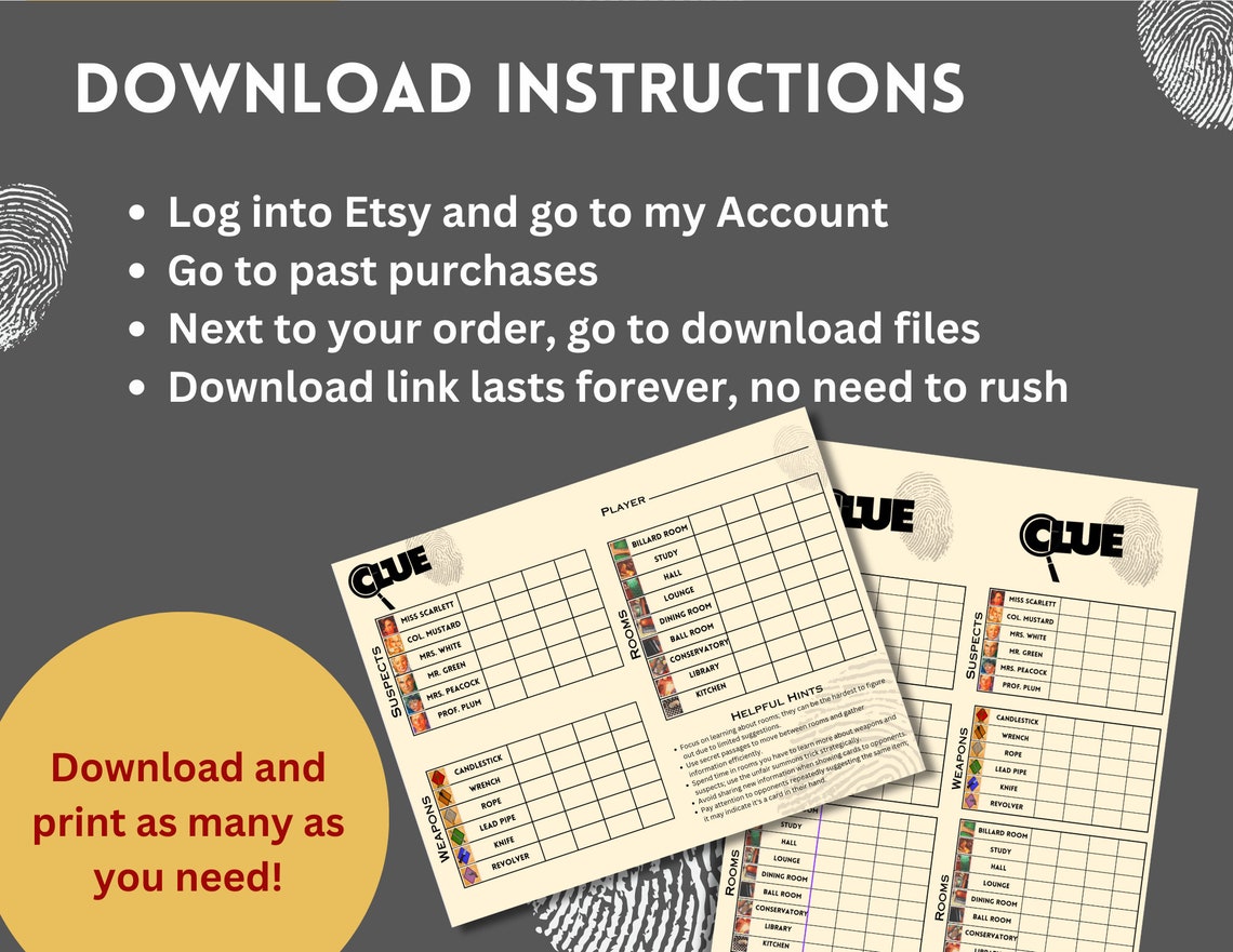 Clue Mystery Murder Refill Score Cards and Laminate Template - Etsy