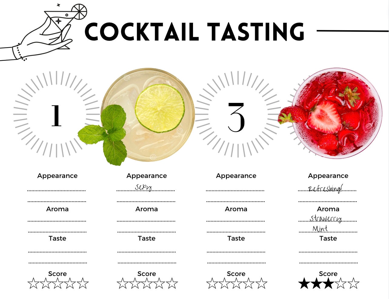 Printable Cocktail Tasting Scorecard - Download - Great for Parties and ...