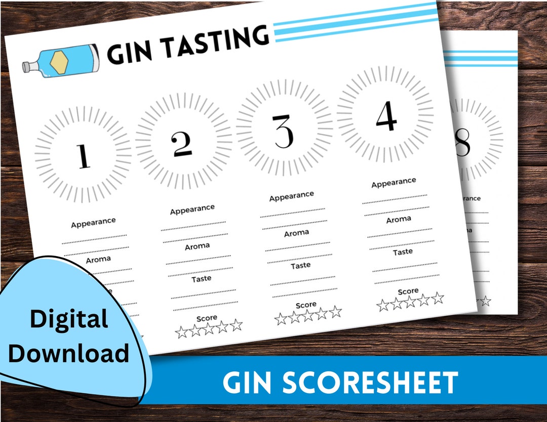 Gin Tasting Score Card - Download Printable - Great for Parties and Get ...