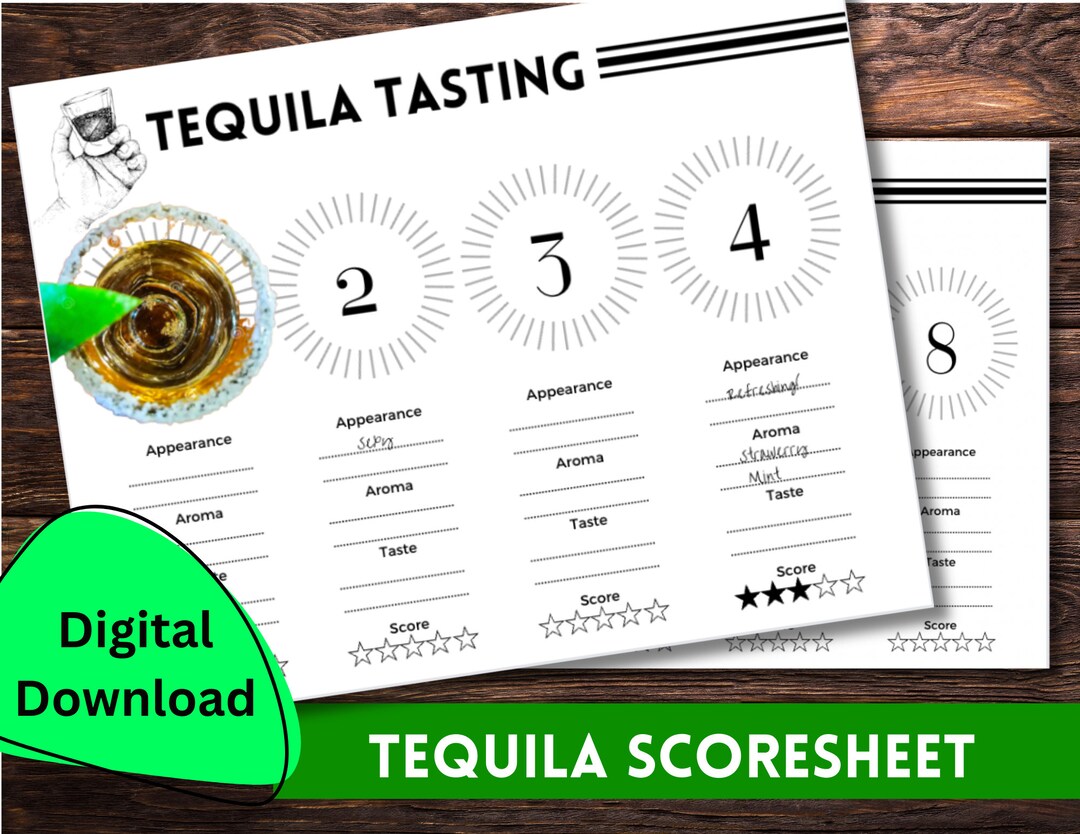 Printable Tequila Tasting Scorecard - Download - Great for Parties and ...