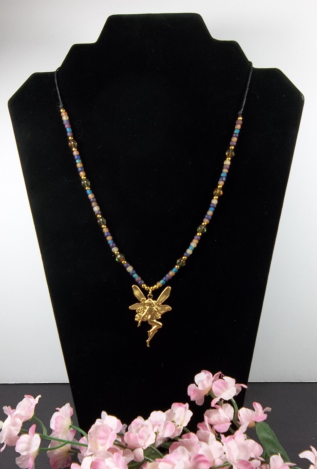 Large Autumn Fairy Pixie Sprite Sylph Glass With Goldtone Beaded ...