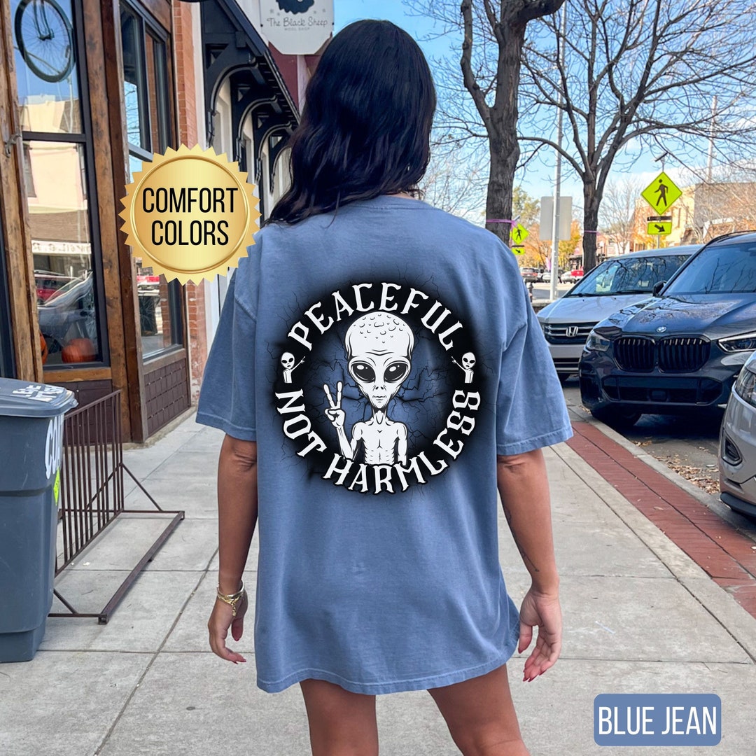 Peaceful Not Harmless Alien Pump Cover, Comfort Colors, Oversized Gym ...
