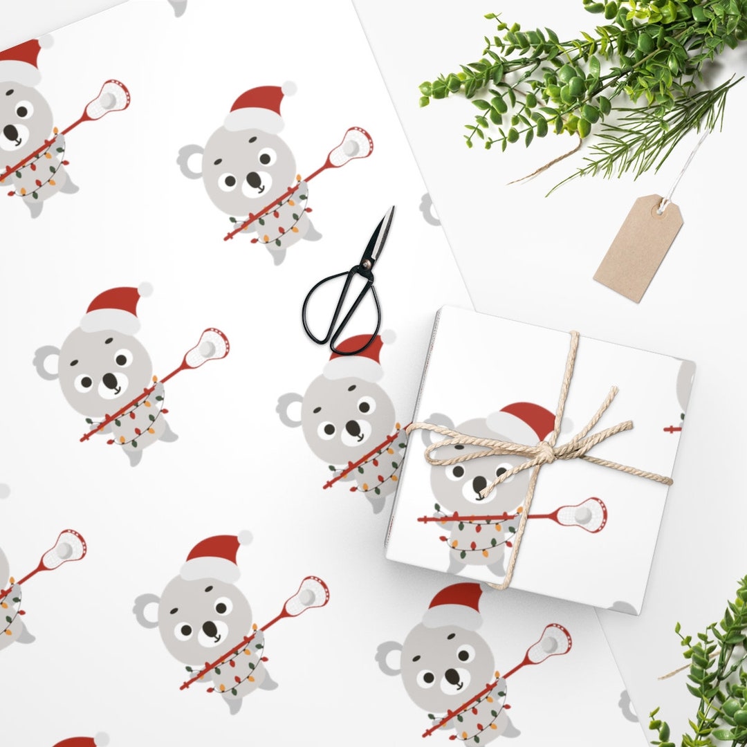 Lacrosse Koala Bear Christmas Wrapping Paper Lax Koala Bear Gift Wrap ...