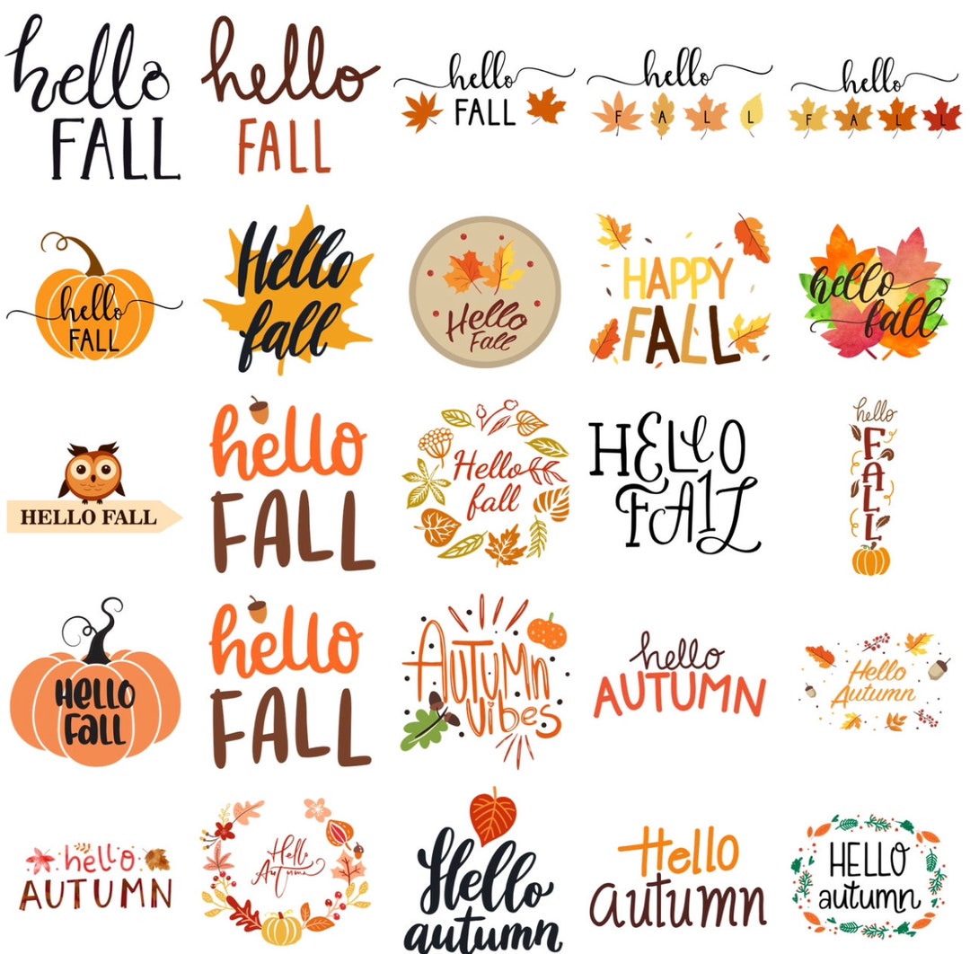 50 Images: Fall, Autumn, Hello Fall Clipart/png ONLY Bundle, Digital ...