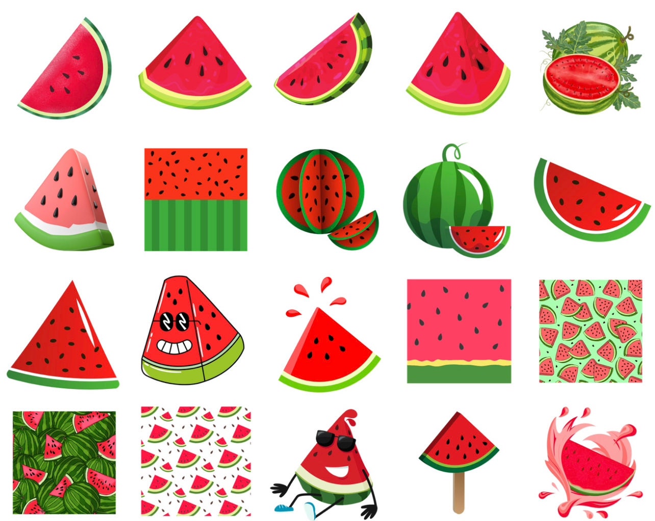 60 Images: Watermelon, Fruit, Food, Summertime Clipart/png ONLY Bundle ...
