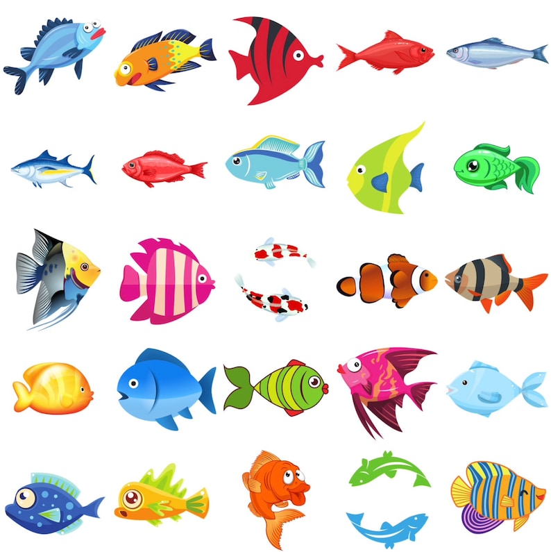 100 Images: Fish, Underwater, Sea Creatures Clipart/png ONLY Bundle ...