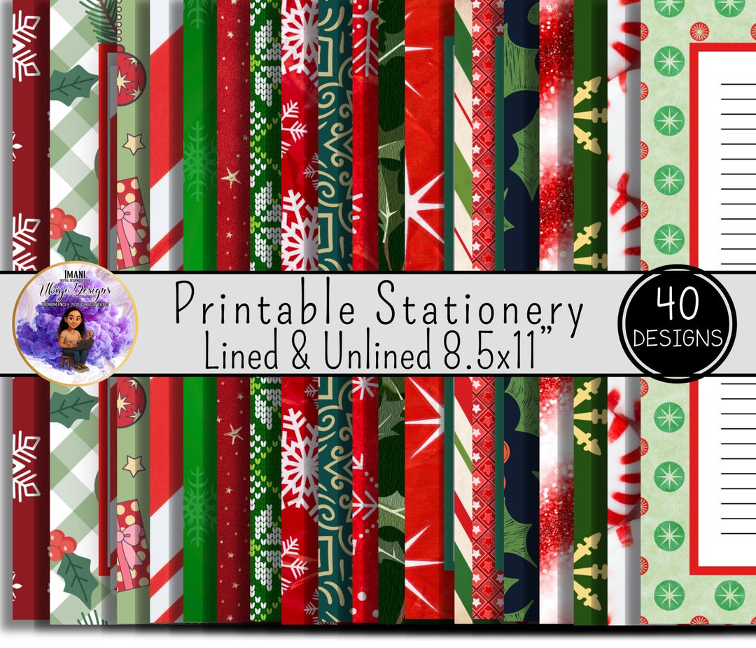 40 Christmas Notebook Pages Printable Bundle, Holiday Writing Paper ...