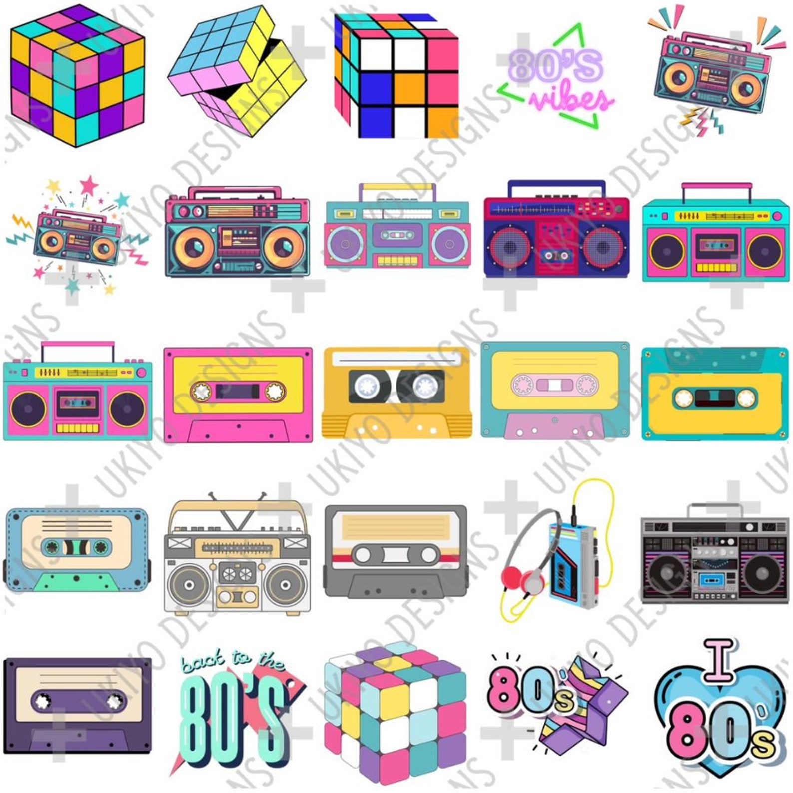 125 Images: Retro, Rubik's Cube, 80s Theme, Boom Box, Cassette Tape ...