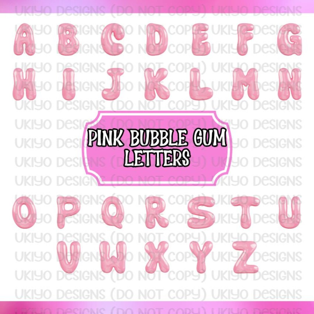 3D Pink Bubble Gum Letters, Letters ONLY, ABC Clipart/png ONLY Bundle ...