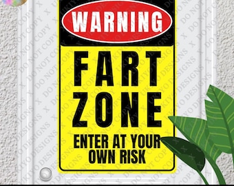 2 Fart Zone PNG Bundle, Funny Bathroom Warning Sign, Humor Toilet Decor ...