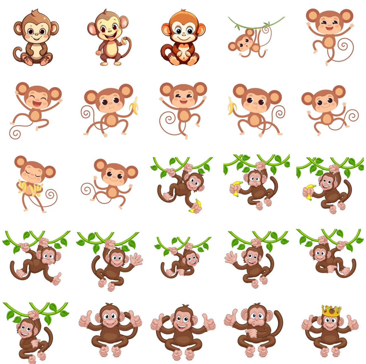 100 Images: Monkey Animal Clipart/png ONLY Bundle Digital - Etsy