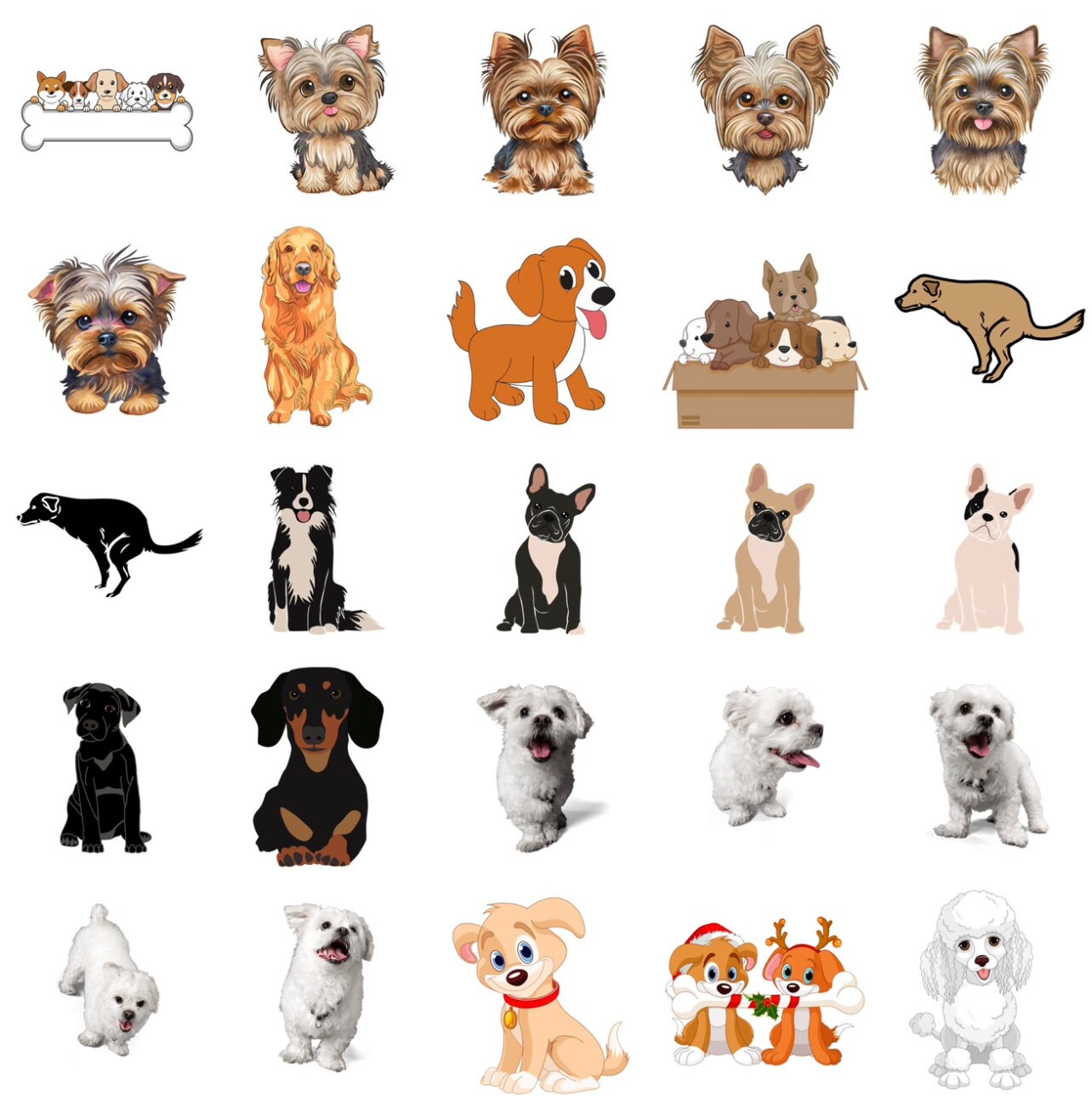 50 Images: Dog, Animal, Pet, Puppy Clipart/png Bundle, Digital Download ...