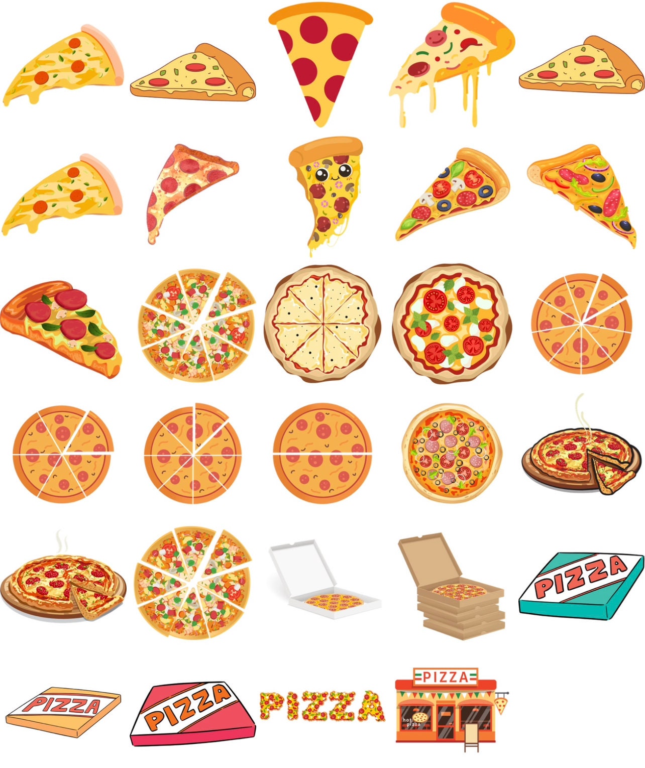 25+ Images: Pizza, Junk Food, Food Clipart/png Bundle, Digital Download ...