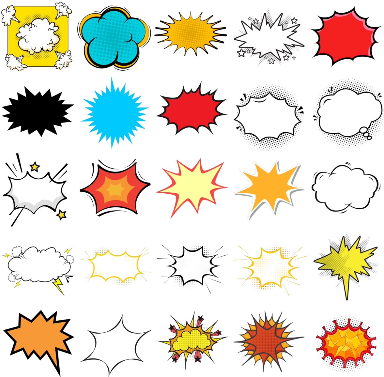 Blank Comic Sound Effects, Blank Onomatopoeia, Blank Speech Bubbles ...