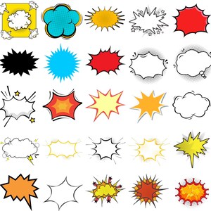 Blank Comic Sound Effects, Blank Onomatopoeia, Blank Speech Bubbles ...