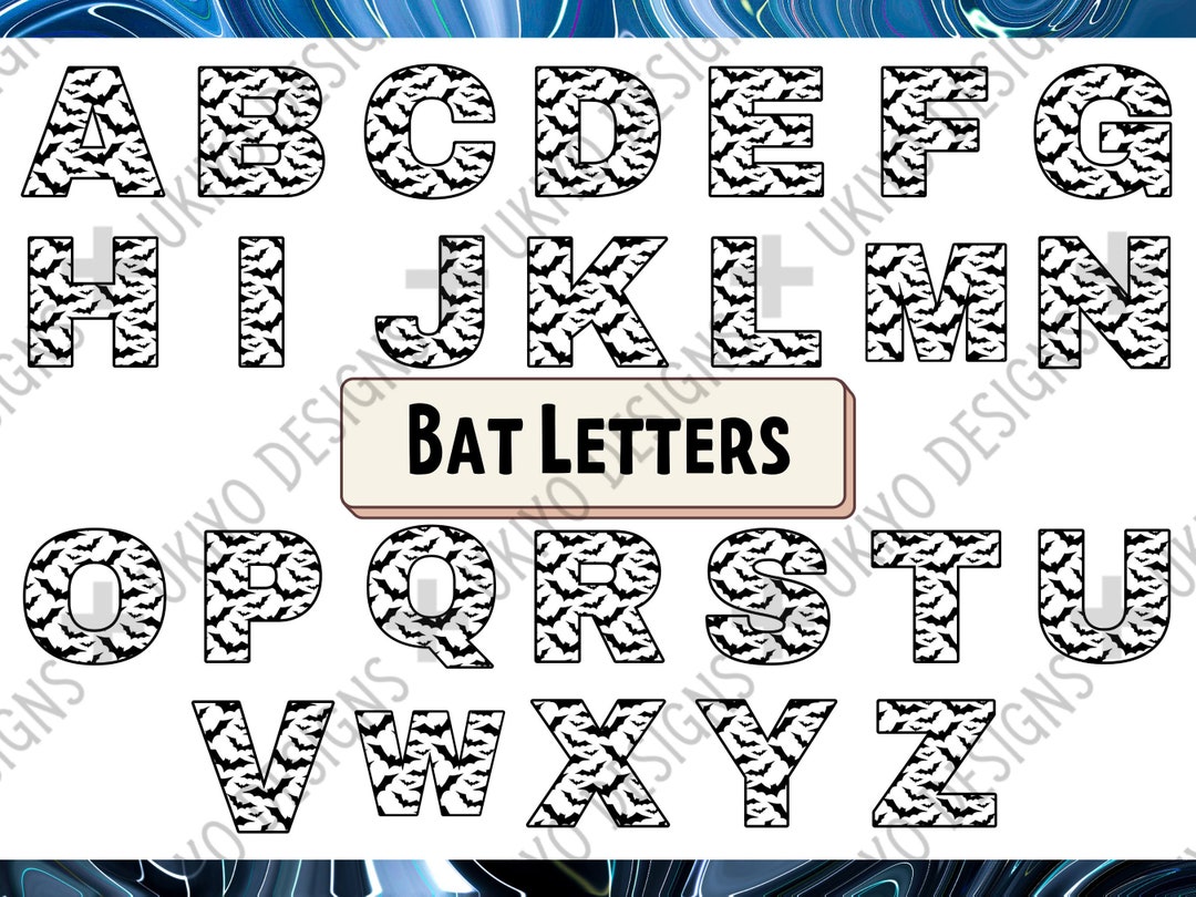 Bat Letters & Numbers Clipart/png Bundle Digital Download - Etsy